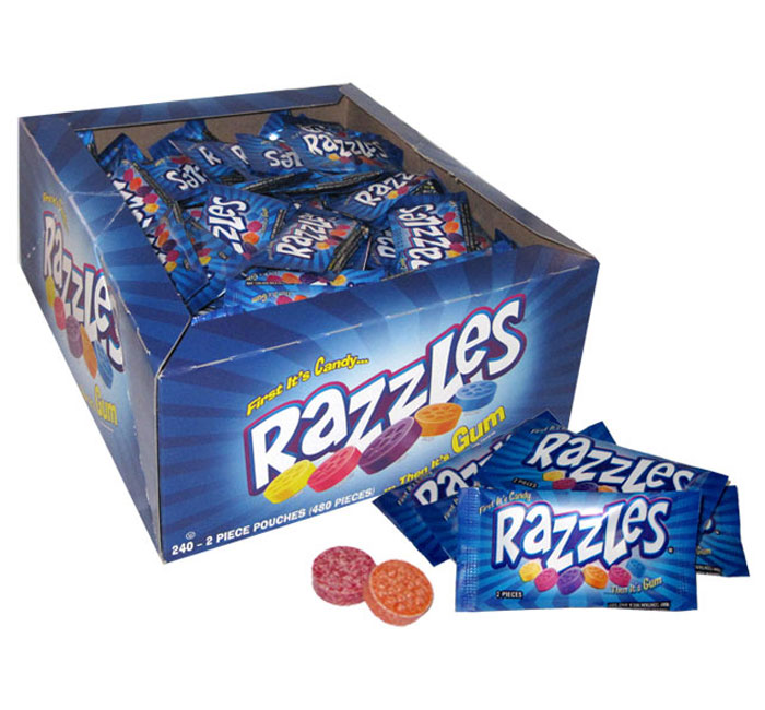 RAZZLES GUM IN DISPLAY - ORIGINAL 2 PIECE